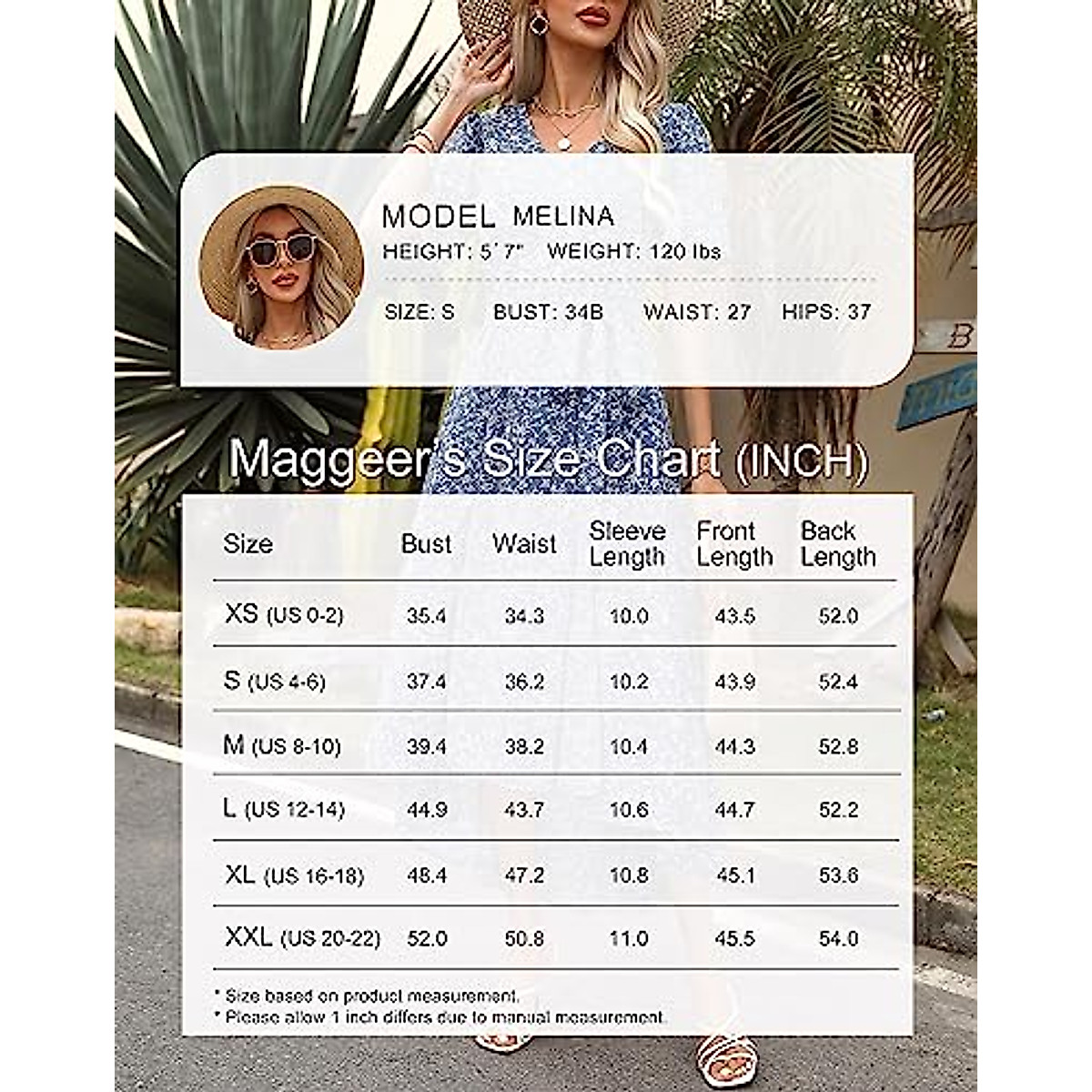 Maggeer 2023 Womens Casual Summer Dresses Short Sleeve Cute V Neck Ruffle Boho A Line High Low Flowy Swing Beach Modest Floral Maxi Dress with Pockets Dusty Blue XL