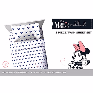 Saturday Park Disney Minnie Mouse Dreaming of Dots Twin Sheet Set - 3 Piece 100% Organic Cotton Sheets - GOTS & Oeko-TEX Certified (Disney Official)
