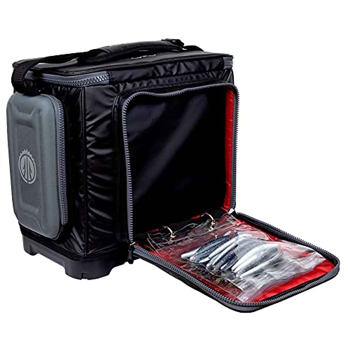 Plano KVD 3700 Signature Series Tackle Bag, Black with Red Accents, Water-Resistant TPE Coated Fabric, Premium Customizable Fishing Storage, Soft Tackle Bag