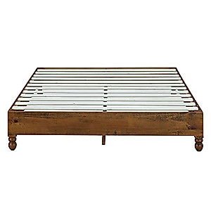 MUSEHOMEINC 12 Inch Solid Wood Bed Frame Rustic Style Eliminates The Need for a Boxspring, Natural Finish, King