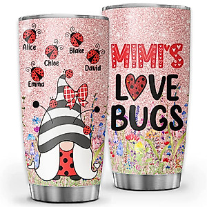 So Many Pets Personalized Gnome I Love Being A Nana Mimi Grandma Tumbler Cup with Grandkids Names, Gift For Grandmother Granny Grammy Birthday Gifts 20oz 30oz Insulated Coffee/Tea with Lid