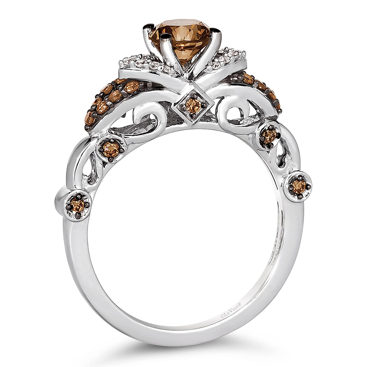 LE VIAN 1 Carat Chocolate and White Diamond Bridal Statement Ring for Women in 14k White Gold (H-I/G-H, VS2-SI1/I1, cttw) Promise Anniversary Ring Size 6.5 by LeVian
