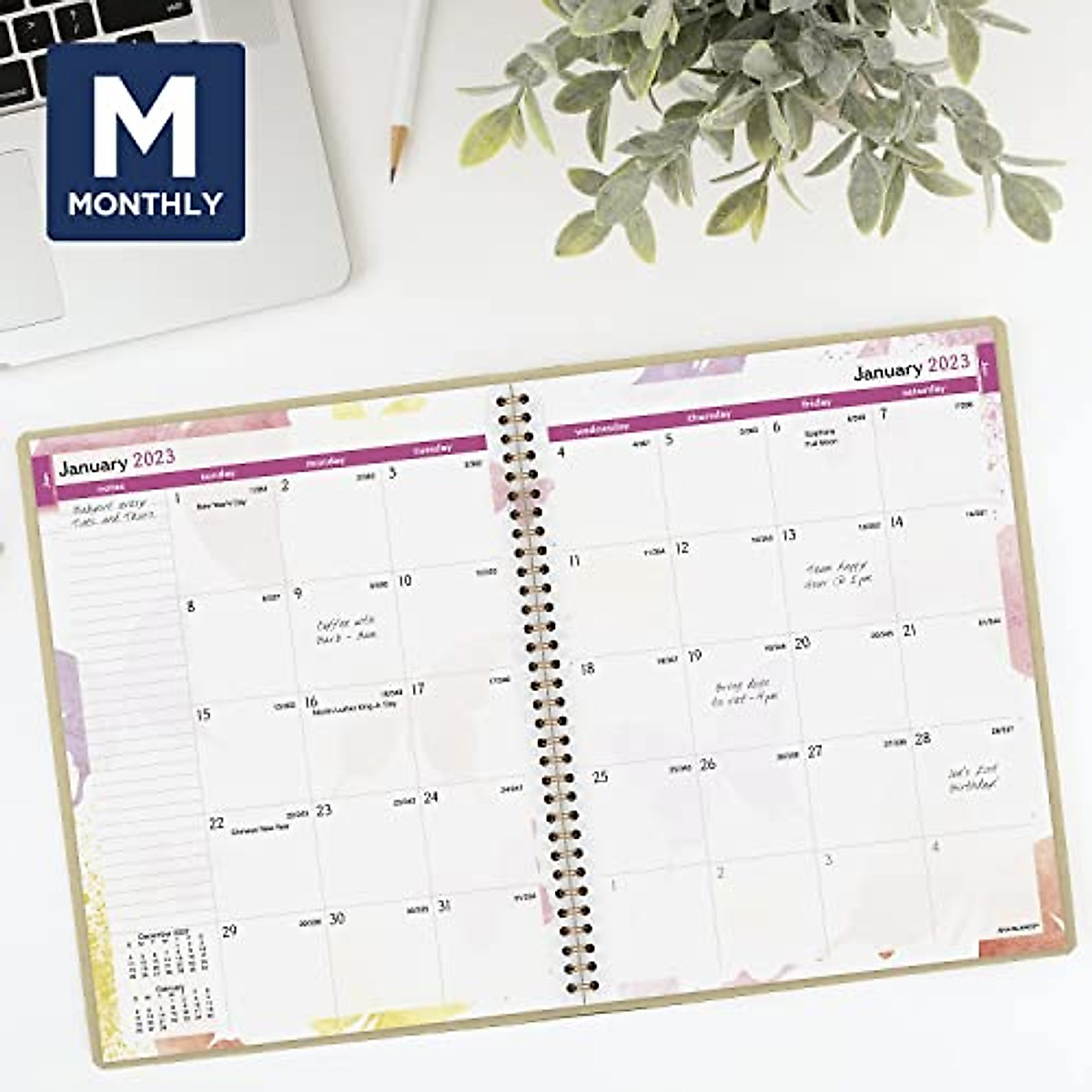 AT-A-GLANCE 2023 Weekly & Monthly Planner, 8-1/2" x 11", Large, Recycled, Watercolors (791-905G)