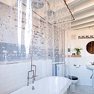 Kent & West - USA Made PEVA Shower Curtain Liner | PVC Free | Clear & Durable | Metal Grommets | 9 Gauge | Bottom Magnets | 72" W x 84" H (Extra Long)