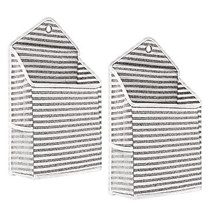 PARAKE Wall Hanging Storage Bag, 2 Pack Waterproof Hanging Organizer Bag for Bedroom, Large Pocket Organizer Basket with Side Pocket, 4 Sticky Hook, Hanging Bag for Bathroom Office, Grey White Stripes