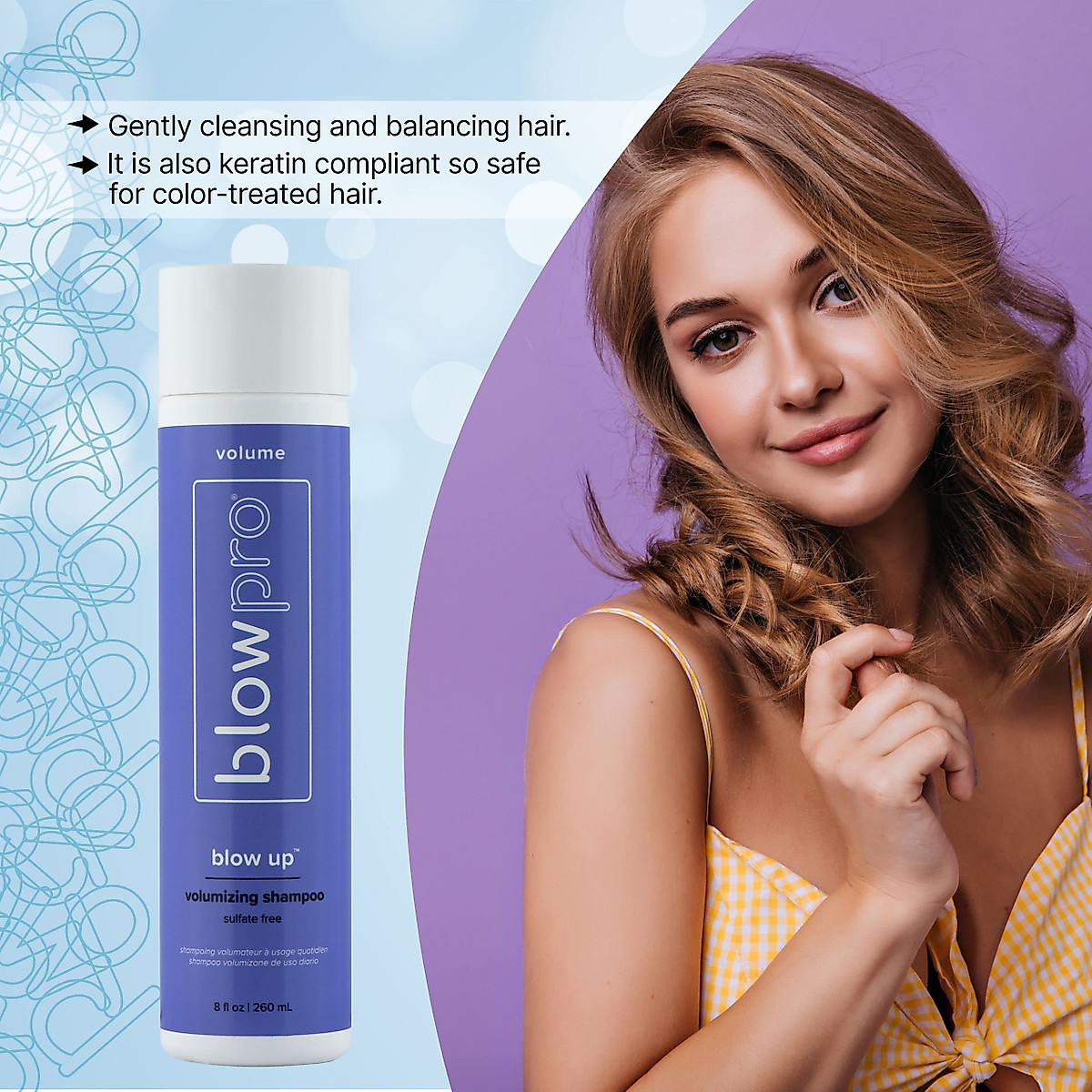 blowpro Blow Up Daily Volumizing Shampoo - Sulfate-Free Clarifying Formula - With Keratin - Add Volume, Texture and Body to Limp, Thin Hair - Remove Oil & Restore Moisture - 8 oz