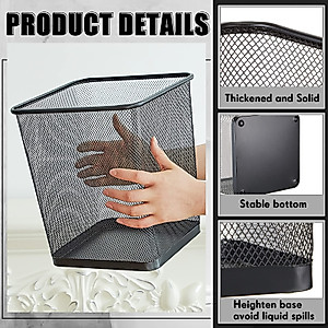 6 Pcs Black Mesh Trash Can 4 Gallon Wastebasket Square Trash Can Metal Wire Office Garbage Cans Lightweight Trash Bin for Bedroom Recycling Bin for Under Desk Bathroom Kitchen Home Dorm Living Room