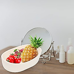 Cube Storage Bin 3pcs Cotton Rope Woven Storage Basket White Nesting Bins Sundries Organizing Basket Baskets Cat Box Gift Basket Empty for Home Office Decorative Tray