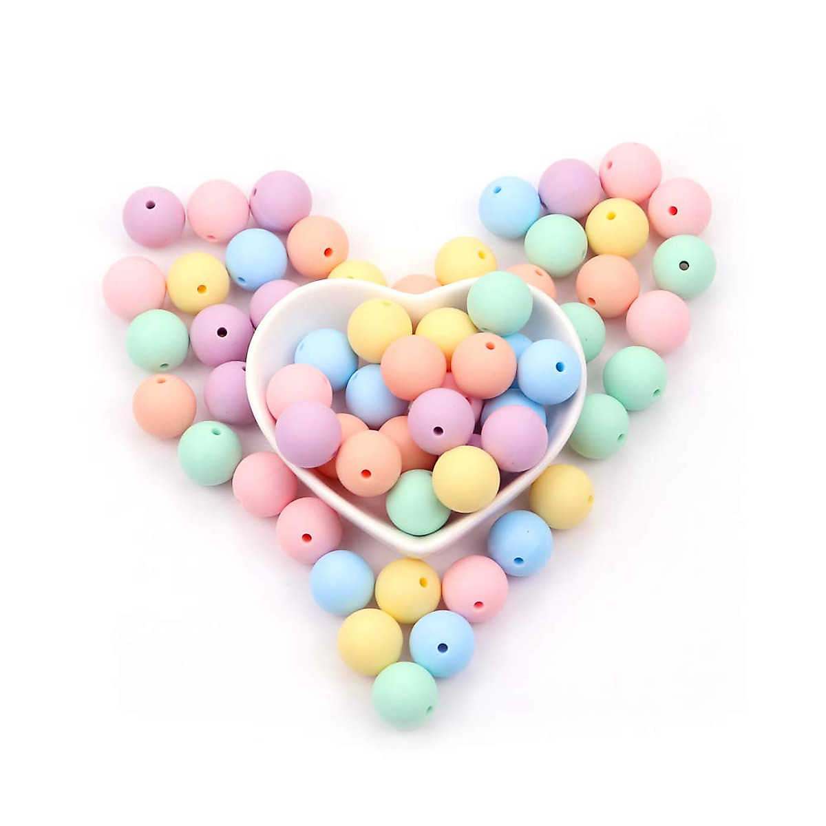 Weekjoey 60PCS 15mm Candy Color Silicone Beads Loose Beads Handmade Making Kit DIY Bracelet Necklace Women Jewelry Makeing Arts and Crafts Supplies