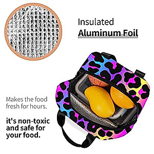 Echoserein Leopard Neon Animal Print Lunch Bag Insulated Lunch Box Reusable Lunchbox Waterproof Portable Lunch Tote For Women Men Girls Boys