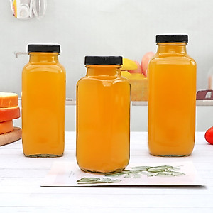 Accguan Vintage Water Bottles with Lids,8oz Reusable Glass Drinking Bottles for Juicing,Hot Sauce,Kombucha,Ginger Jar,Potion,Oil,Milk Bottles,Whiskey,Portable Travel Bottle,Smoothies Bottles(12pack)