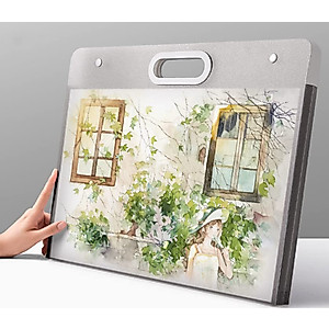 2 Pcs Plastic Art Portfolio,Arts Storage Case A3 Poster Storage Bag with Handle,Waterproof Fold Edge Folder for Artwork,Frosted Large Poster Storage Containers for Drawing Sketch Photography Poste-Black