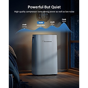 Hansabenne 70-Pints Dehumidifier for Basements - 4500 Sq. Ft. Dehumidifier with Auto or Manual Drainage - Compact Dehumidifier with Intelligent Humidity Control | Auto Defrost | Dry Clothes for Home