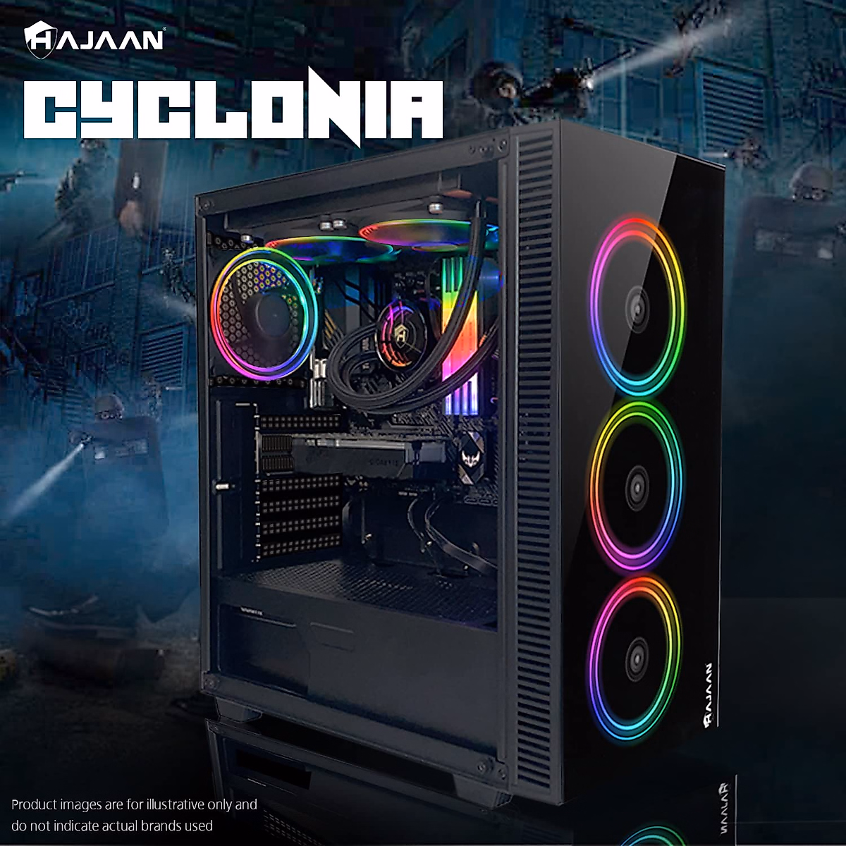 HAJAAN CYCLONIA Computer Desktop VR Gaming PC - Liquid Cooled - Intel i9-10850K 10-Core Processor Upto 5.2 GHz - RTX 3060 12GB GDDR6-64GB DDR4-2TB SSD - Windows 11 Pro