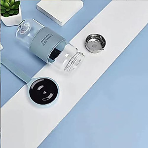 16 oz borosilicate glass water bottle-with sealing cap and Holsters and filters Glass Tea Infuser Bottle- BPA free,Apply to Mountaineering,Go To School,Reusable Portable Glass Bottle (Green)