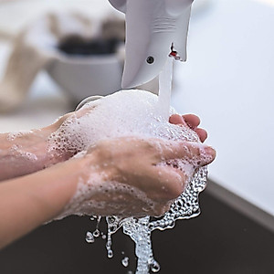 Amosfun Fish Faucet Extender Cartoon Shark Wash Basin Bath Spout Cover Shark Animal Toy Water Faucet Cover for Babies Toddlers Kids Children Grey