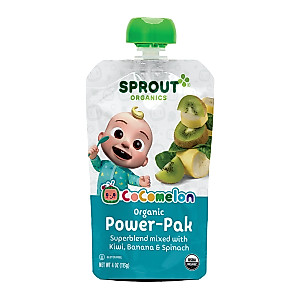 Sprout Organic Baby Food, Stage 4 Toddler Pouches, Kiwi Banana & Spinach Power Pak, Purees, 4 Ounce, Pack of 12