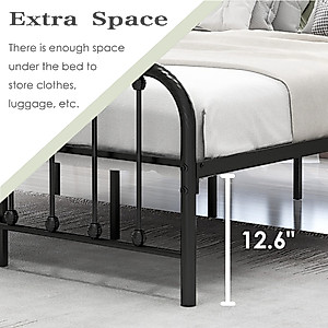 alazyhome Queen Size Metal Platform Bed Frame with Headboard and Footboard Sturdy Heavy Duty Steel Slat Support No Box Spring Needed Easy Assembly Black