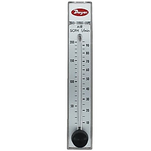 Dwyer® Rate-Master® Flowmeter, RMB-82D-SSV, 3% Acc, 1-12 GPH & .06-.76 LPM Water, SS Valve, PC Body