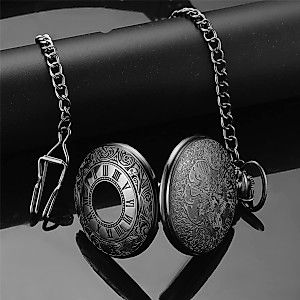 MJSCPHBJK Vintage Pocket Watch for Men Roman Numerals Scale Quartz Pocket Watches with Chain for Xmas Fathers Day Gift