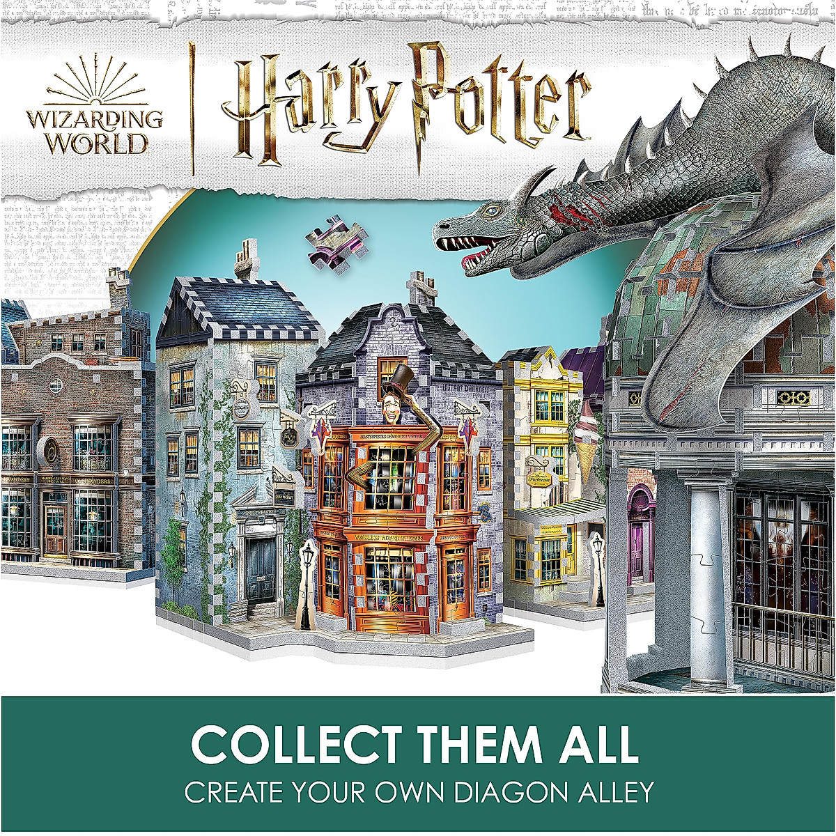 Wrebbit3D Harry Potter 3D Puzzle Model of Gringotts Bank | Diagon Alley Collection | A Mystical Journey of 300 Pieces for Witches, Wizards, and Muggles