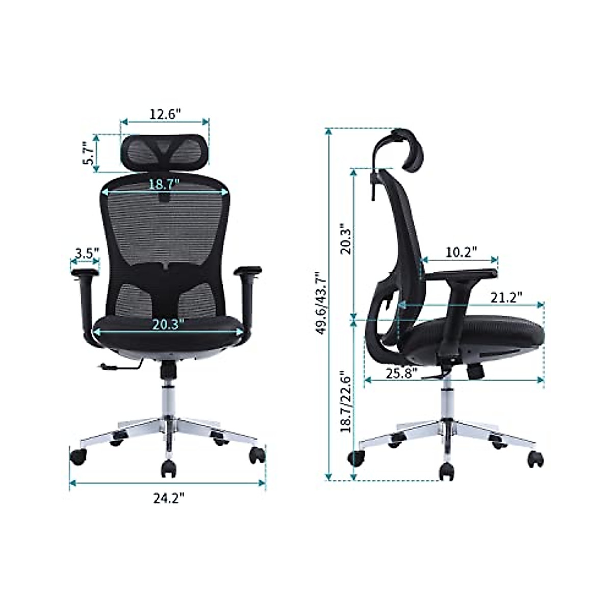 KARXAS Ergonomic Office Chair High Back Desk Chair with Adjustable Lumbar Support, Headrest & Armrest, Swivel Computer Task Chair (Black)