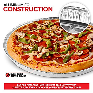 Stock Your Home (25 Pack) 12 Inch Aluminum Pizza Pans Disposable Round Foil Focaccia Pan for Individual Personal Pizzas, Giant Size Chocolate Chip Cookie Cake Tin, Large Serving Trays, Platter Tray