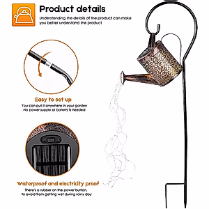 Outdoor Solar Lights Garden Decor - Meteor Light Outdoor Garden Decoration Lights Solar Powered Patio Decor Waterproof Pathway Landscape Lights Art Watering Pot Star Shower Solar Lights