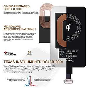 Wireless Charging Receiver Qi Charger Adapter for Moto E7 Plus LG G5 Galaxy A40 A41 A42 5G A60 A12 A11 A10e A01 A32 A31 A30 A22 A21s A21 A20e A20 A72 A71 A52 A51 A50 Samsung USB Type C Android Charge