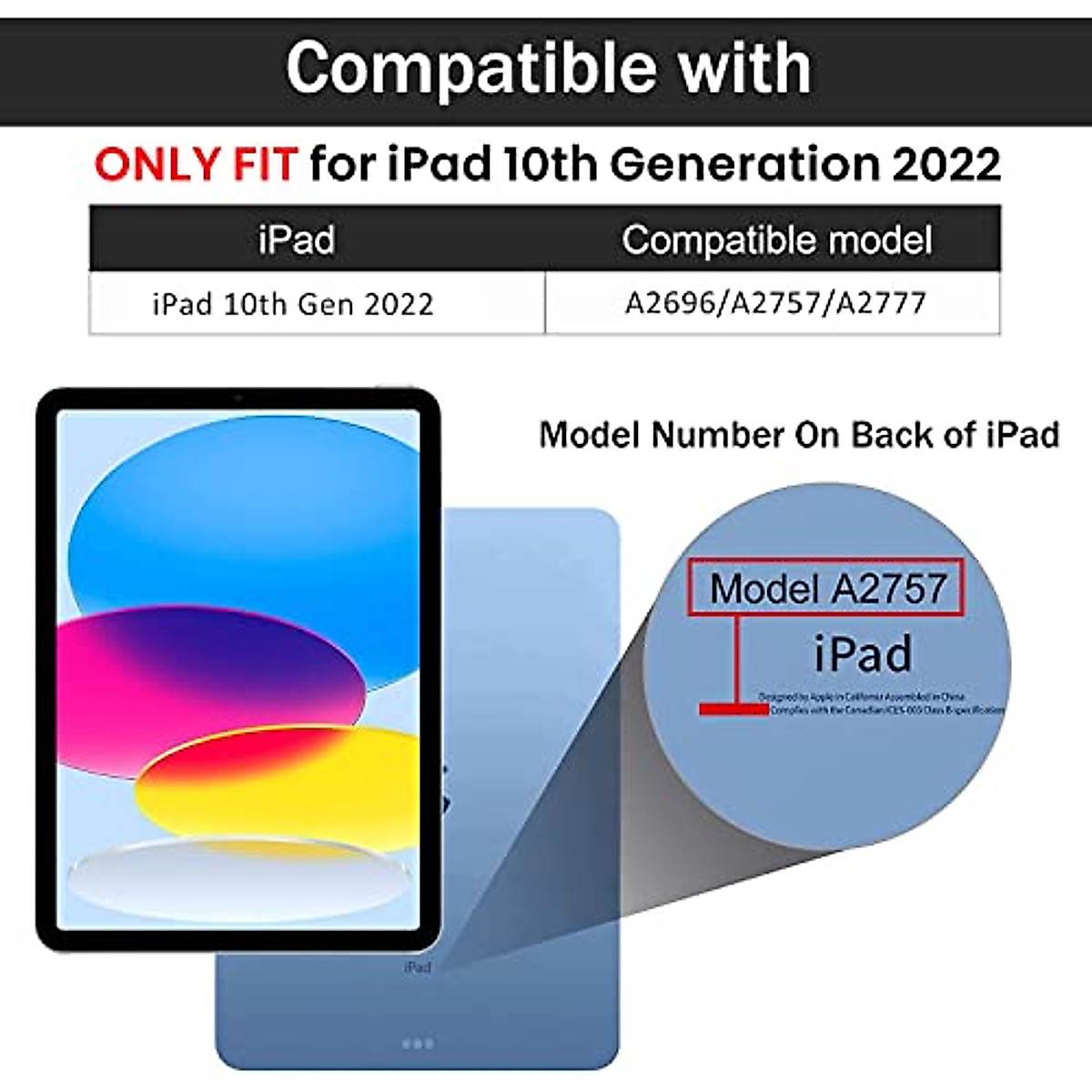 Gahwa iPad 10th Generation Case 10.9 Inch 2022, Slim Tri-fold Stand Soft TPU Back with Pencil Holder for iPad 10 Case - Support Touch ID, Auto Sleep/Wake(White)