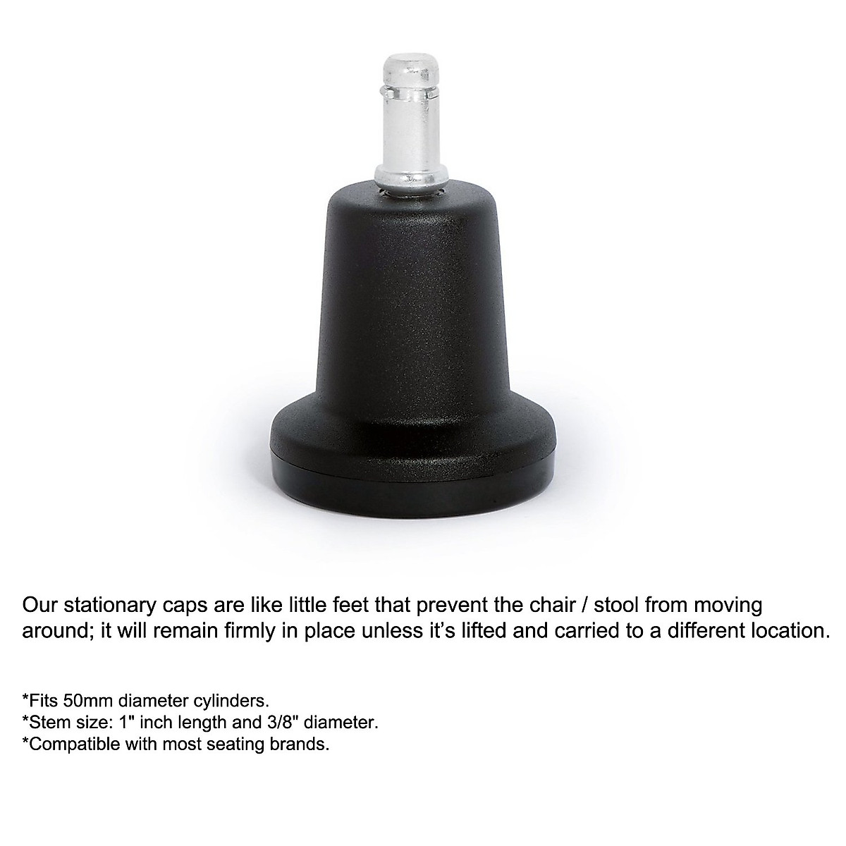 Perch Dental Stool Adjustable Height with Procedure Arm and Foot Ring, Stationary Caps, Counter Height (Black Vinyl)