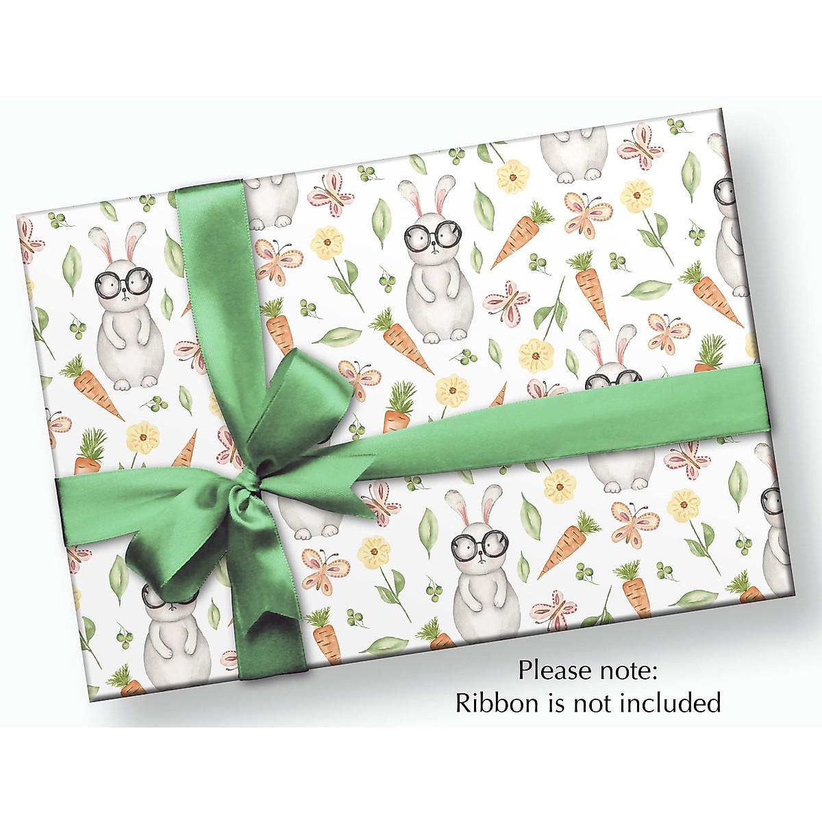 Stesha Party Bunny Rabbit Gift Wrapping Paper - Folded Flat 30 x 20 Inch (3 Sheets)