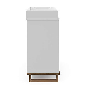 Storkcraft Modern Nursery Changing Table Combo Dresser (White with Vintage Driftwood) – Removable Changing Table Topper Fits Standard-Size Baby Changing Pad, 2 Drawers, 1 Cabinet, Storage Shelves