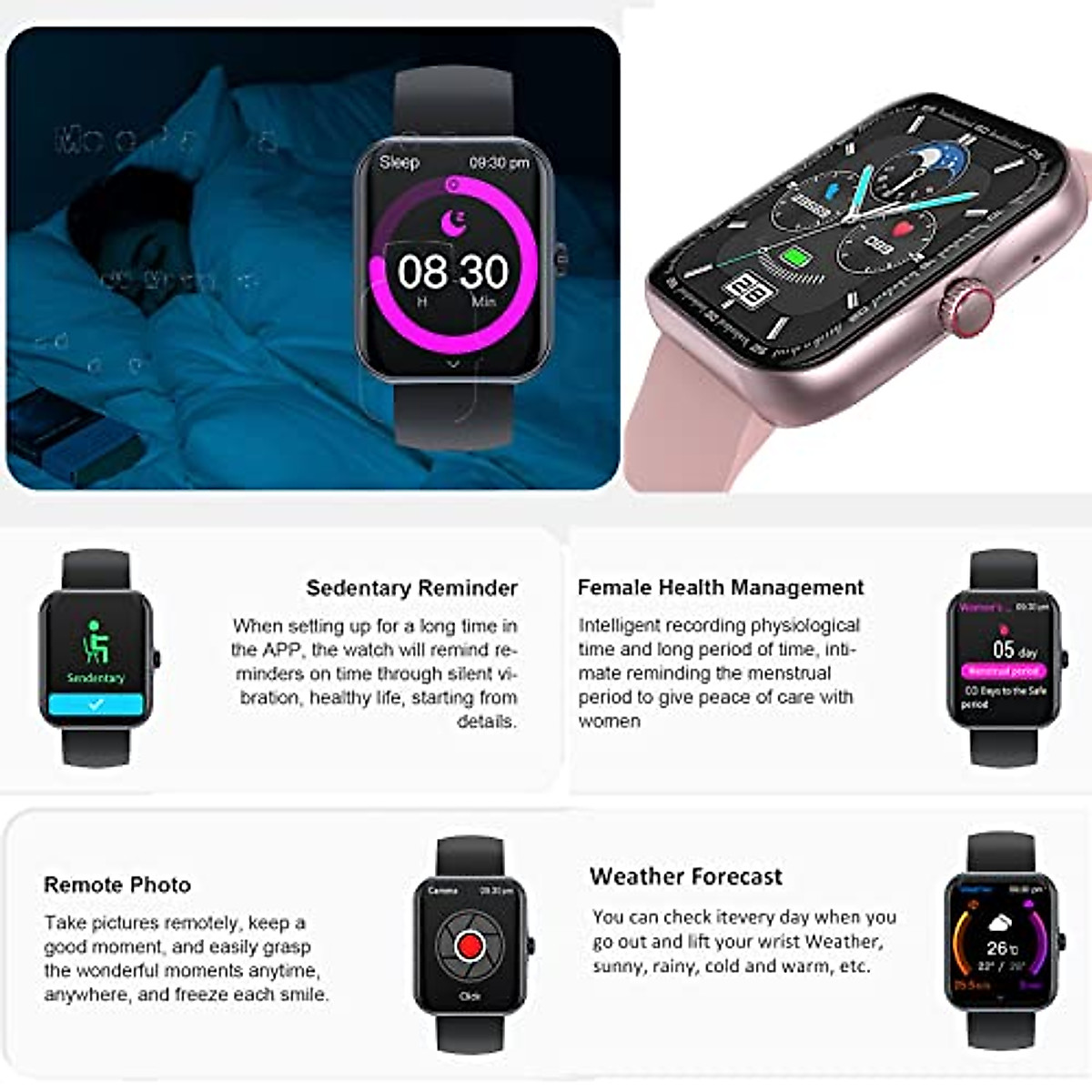 Smart Watch Answer Make Calls, 1.83‘’ Watch Screen ２０２３ Fitness Watches with 37 Sports Blood Oxygen Heart Rate Sleep Monitor, SmartWatch for Women Men for Android iOS Phones (Gold)