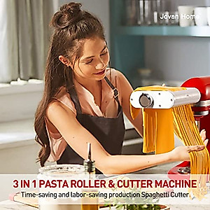 Pasta Maker Attachment for KitchenAid Stand Mixers 3 in 1 Set Includes Pasta Roller Spaghetti Cutter & Fettuccine Cutter, Pasta Attachment for KitchenAid By Jovan Home