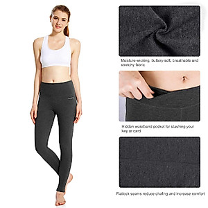 BALEAF Leggings for Women with Pockets Tummy Control Compression Workout Athletic Running High Waisted Yoga Pants Charcoal M