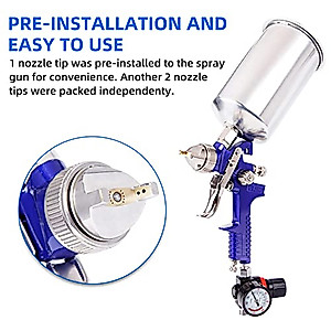 BANG4BUCK Professional HVLP Gravity Feed Air Spray Gun, 1.4mm 1.7mm 2.5mm Nozzles, 1000cc Aluminum Cup with Gauge for Auto Paint, Primer, Clear/Top Coat & Touch-Up