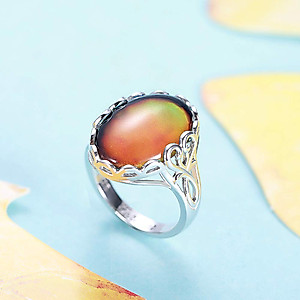 Getname Necklace Mood Ring Sterling Silver Color Changing Ring - Silver Mood Rings Gift for Her - Personalized Engraving Inside - Custom Engraved Color Change Ring Gifts for Women