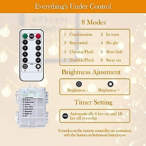 ANJAYLIA 33FT 80LED Battery Operated Globe String Lights, Fairy Lights Waterproof Crystal Ball Outdoor String Lights, Twinkle Lights Christmas Decorations Indoor Hanging Lights for Garden Party