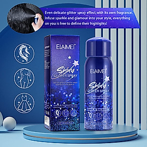 LOKFAR Glitter Spray for Hair and Body, Body Glitter Spray Hair Glitter Spray, Quick-Drying Waterproof Glitter Body Spray Glitter Hairspray, Body Shimmer Sparkle Spray (2.11 oz)