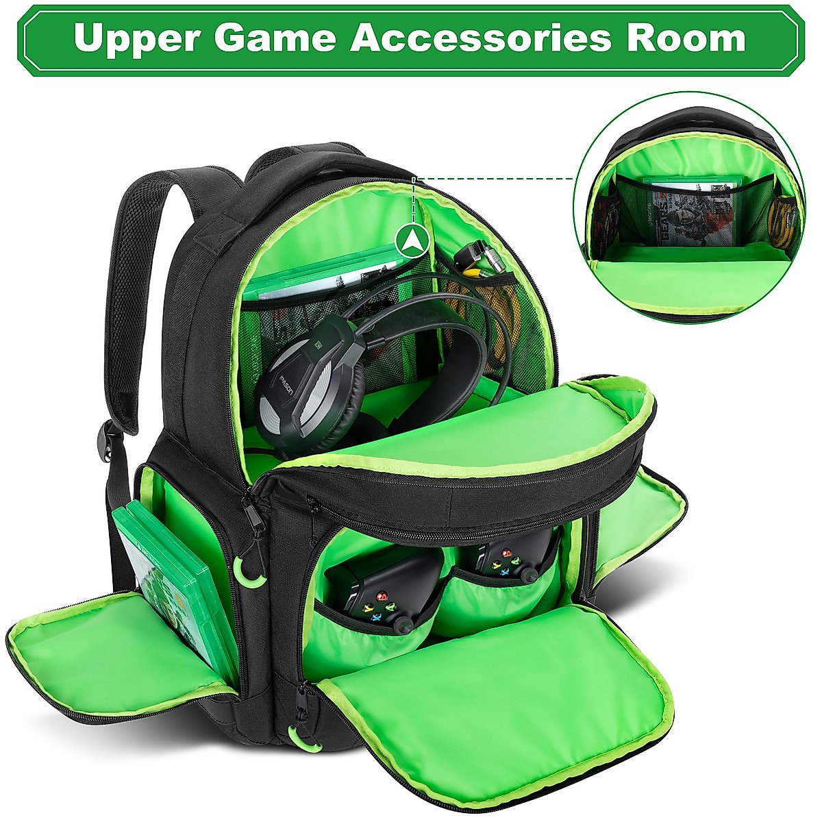 PGmoon Carry Backpack Compatible with Xbox Series X/S Console, Travel Carrying Case with Separate Storage Room for Console, Headset, Controllers, Multiple Pockets for Gaming Accessories(Patent Design)