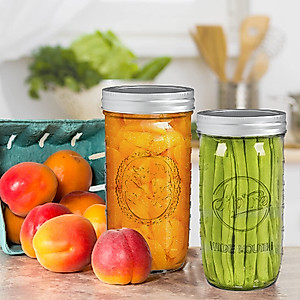Tebery 6 Pack Wide Mouth Home Glass Mason Jars with Airtight Lids and Bands, 24-Ounce Canning Glass Jars for Canning, Fermenting, Pickling, Meal Prep, Overnight Oats, Jam, Jelly