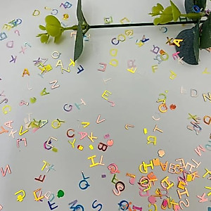 4000 Pcs 6mm Alphabet Letter Glitter Holographic PVC Confetti for Handicrafts, Nail Art, Card DIY, Wedding Bridal Shower Birthday Valentines Party Decorations (Holographic Mixed)