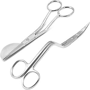 6 inch Stainless Steel Applique Duckbill Scissors Blade with Offset Handle & 6 inch Machine Embroidery Double Curved Scissors Bundle by G.S Online Store