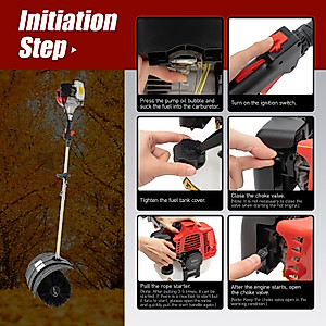 2-Stroke 52CC Handheld Sweeper Engine Power Sweeping Broom Artificial Grass Brush Power Broom Powerful Brush Lawn Sweeper 23" Brush Head Length Cleaner Tools