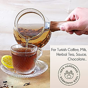 Crystalia Turkish Coffee Pot Borosilicate Glass, Stovetop Tea Maker, Greek Coffee Cezve Briki, Heat Resistant Milk Warmer, Hot Chocolate or Butter Melting Pot, Coffee Server with Handle