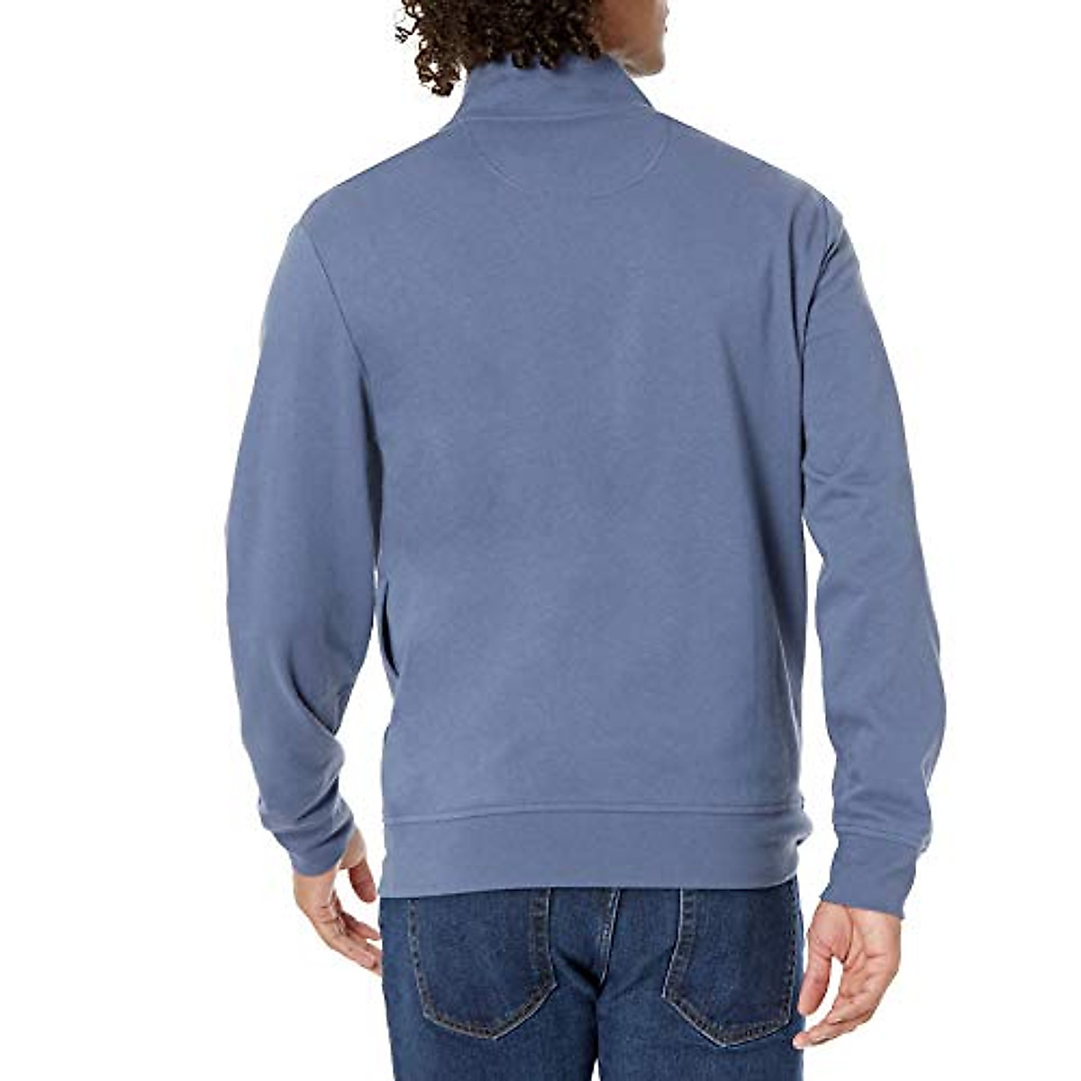 Amazon Essentials Men's Lightweight French Terry Full-Zip Mock Neck Sweatshirt, Indigo, Medium