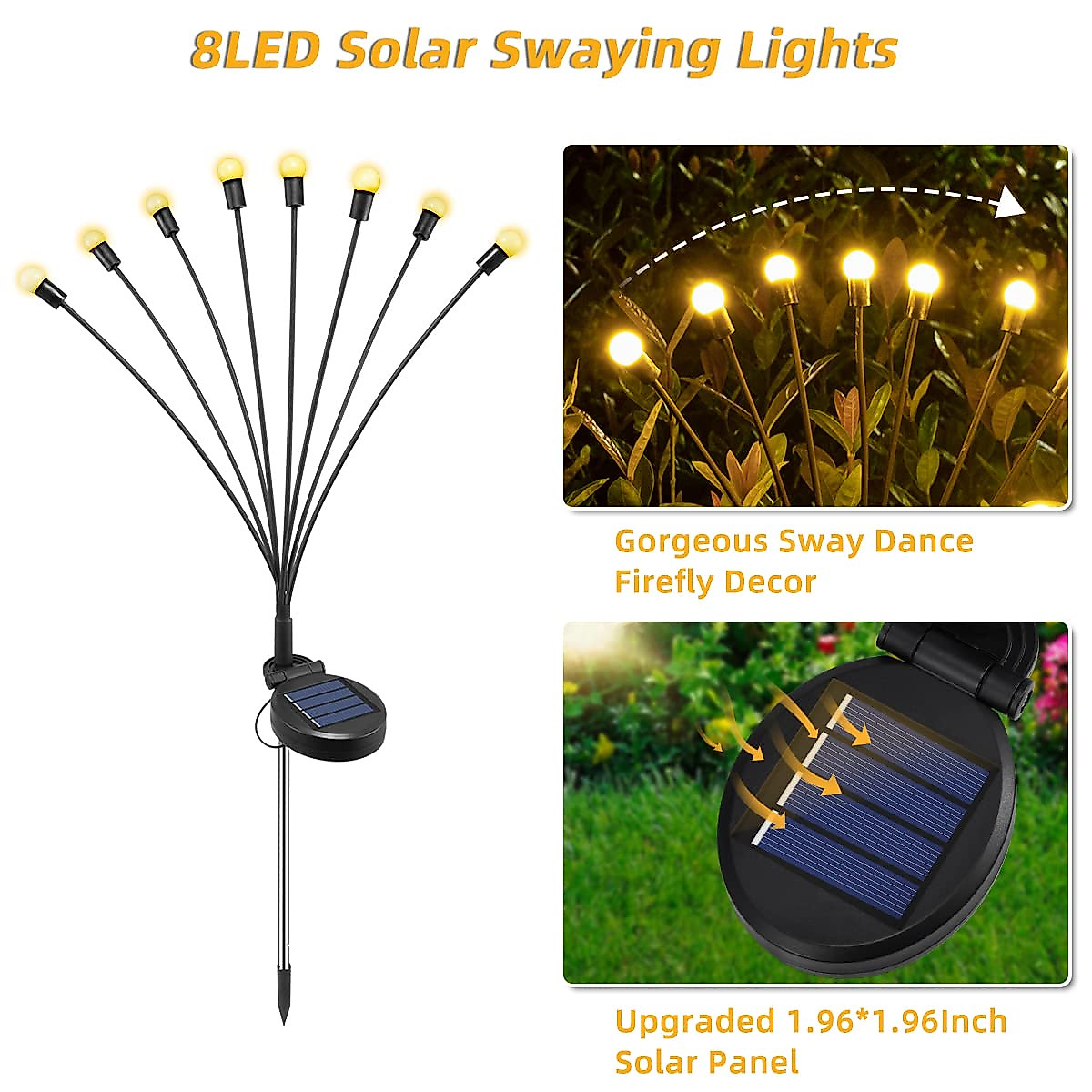 Solar Lights Outdoor, 4Pack Solar Firefly Lights for Outdoor Christmas Decorations, Solar Garden Lights Outdoor Waterproof, Outdoor Solar Lights for Yard, Swaying Outdoor Lights for Patio Decorations