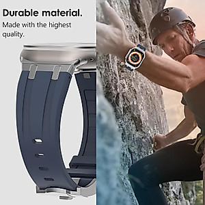 WINGLE for Apple Watch Band Ultra 2 Band Ultra Band 49mm 46mm 45mm 44mm 42mm for Men Series 10 9 8 7 SE 6 5 4, AP Liquid Silicone Rubber Band for iWatch 3 2 1 Metal Adapter Luxury Cool Sport Strap