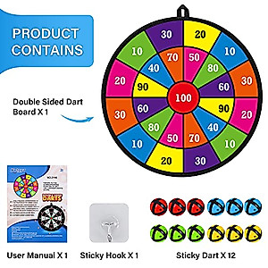 NATGGZ Double Sided Dart Board with 12 Sticky Balls - Excellent Indoor Game and Party Games - Dart Board Toys Gifts for 5 6 7 8 9 10 11 12 Year Old Boy Kids